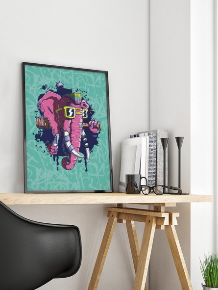 Poster Elephant punk - Affiche Elephant punk - Création originale Yio